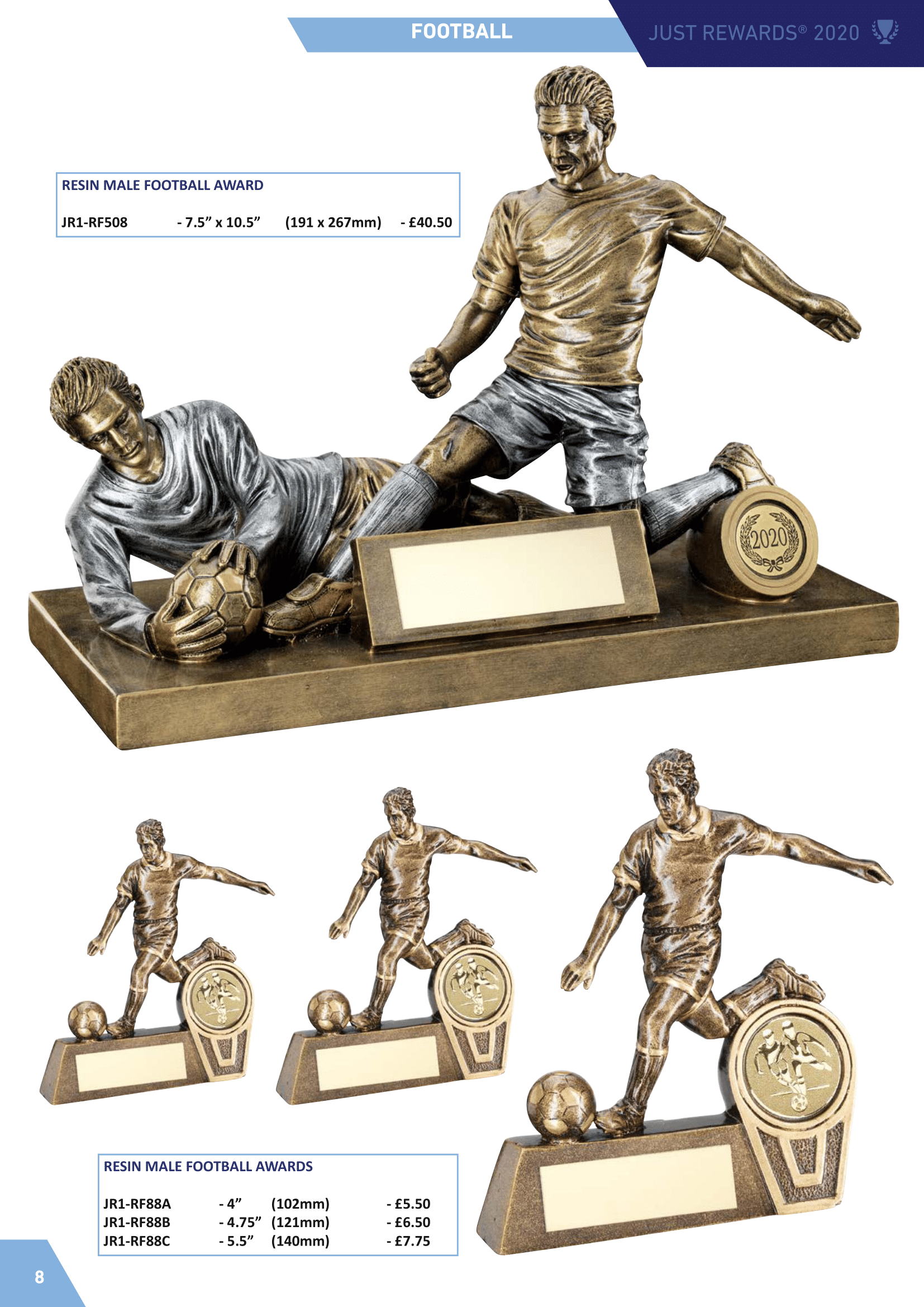 Male football trophies and awards