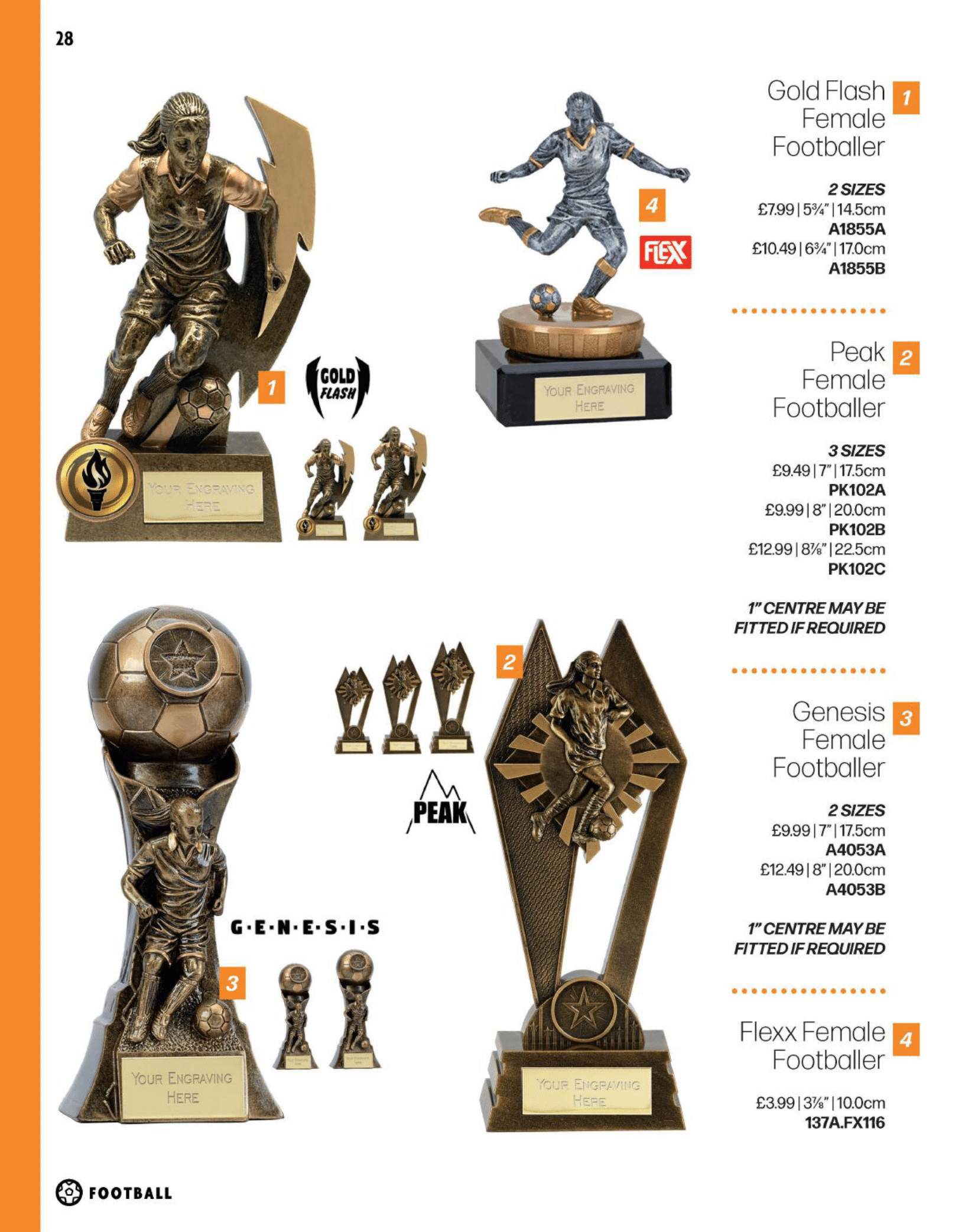 Female Football Trophies