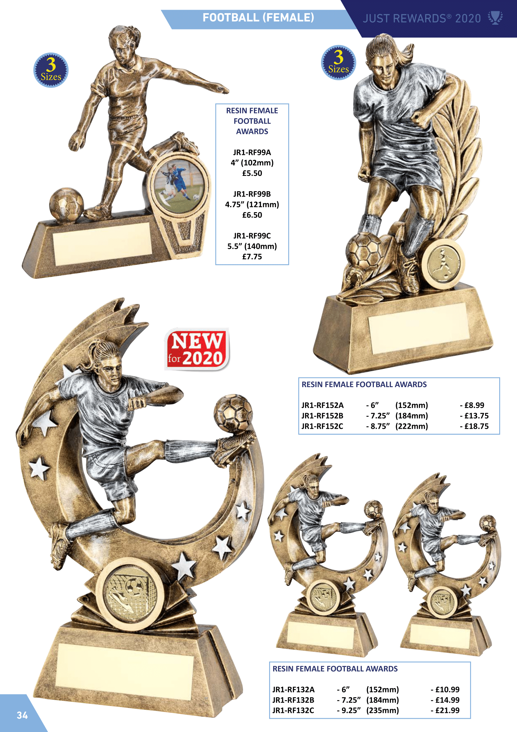 Female Football Trophies