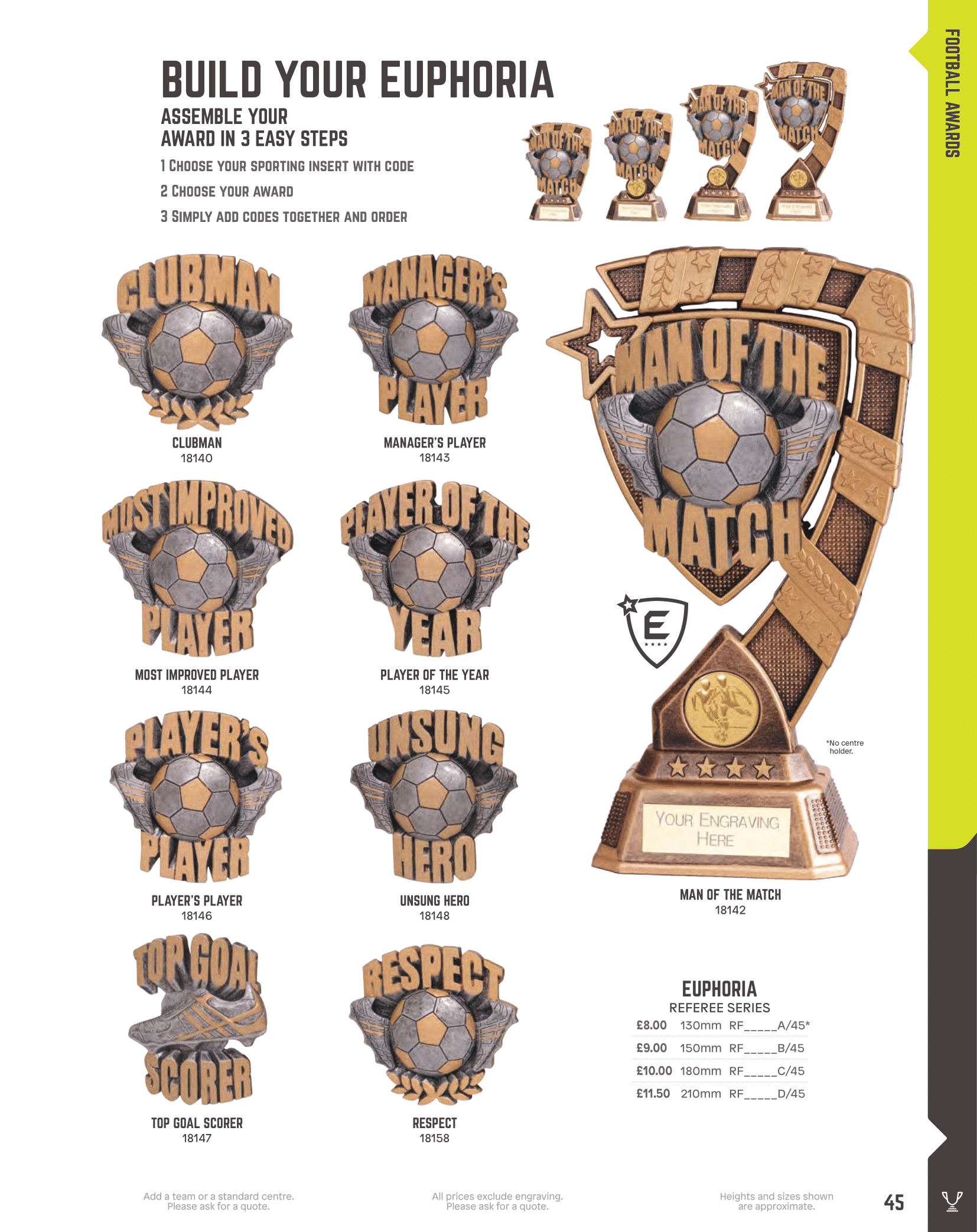 Football awards trophies