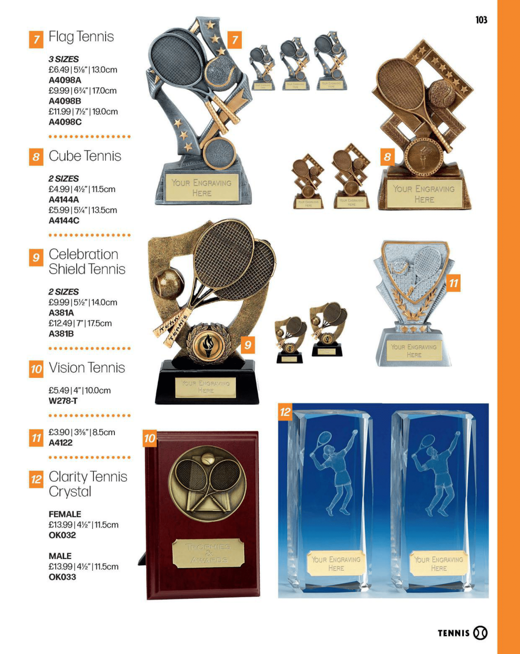Tennis Trophies and Awards