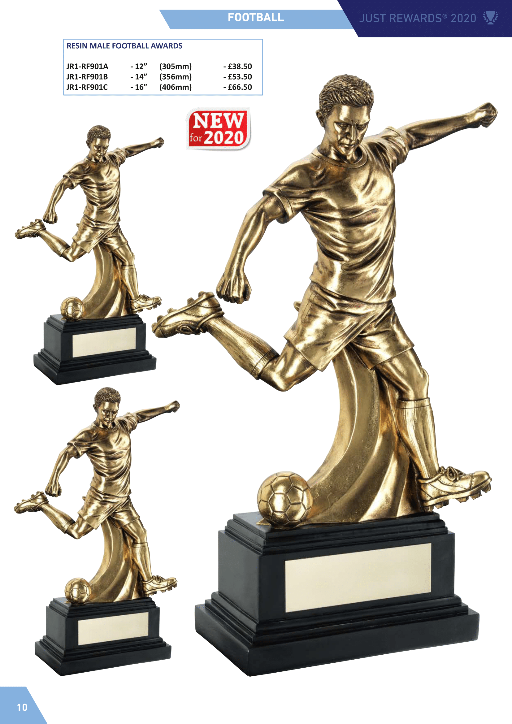 Male football trophies and awards
