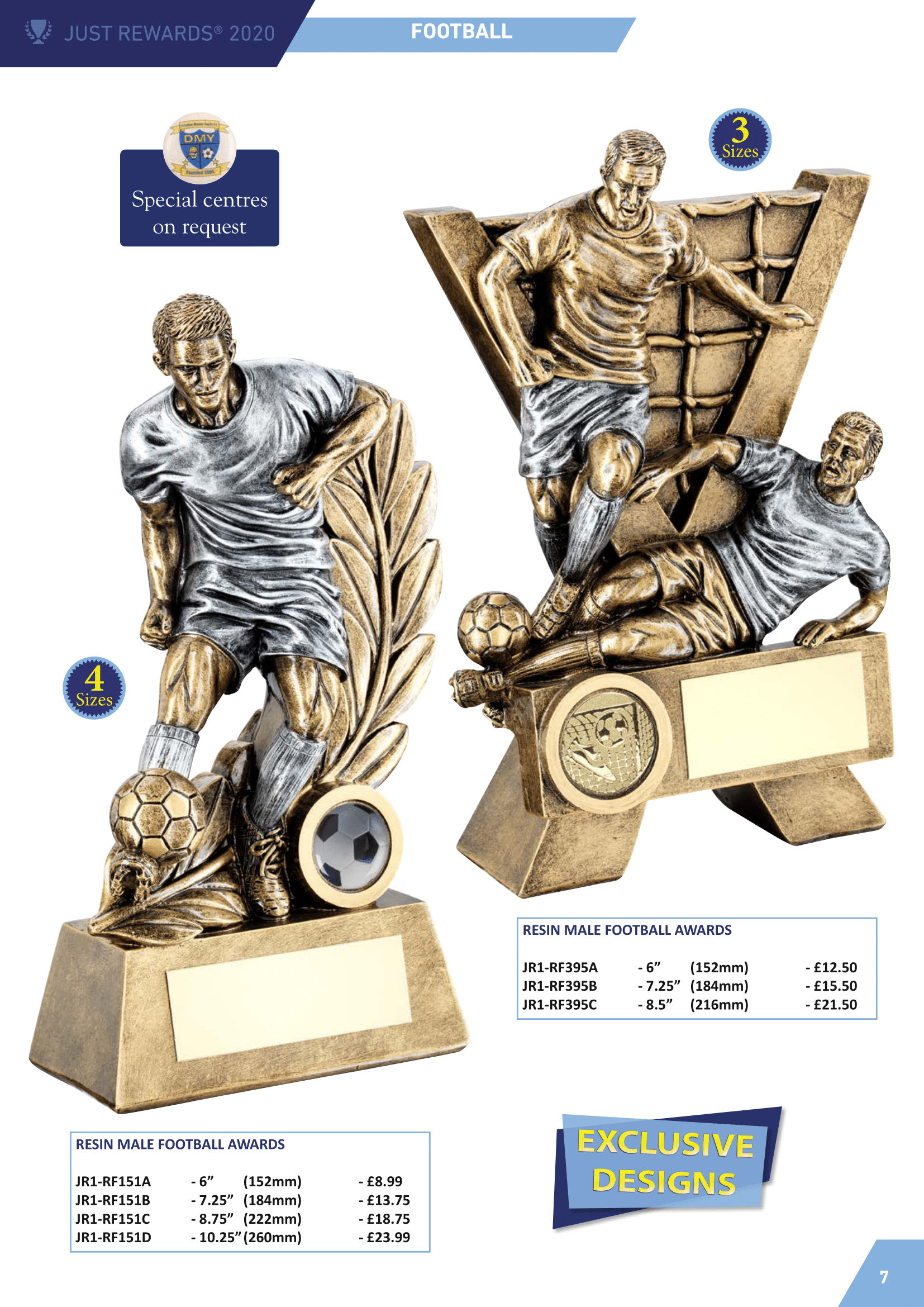 Male football trophies and awards